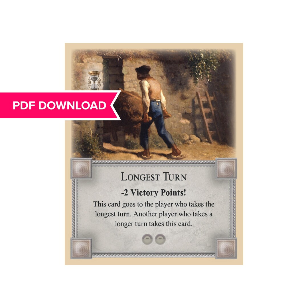 Printable Longest Turn Card Compatible With Catan's Settlers of Catan ...