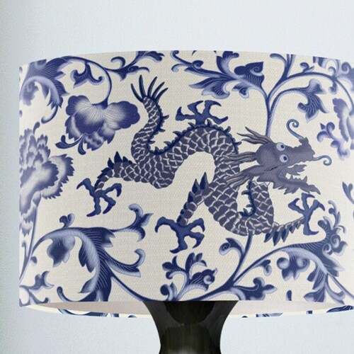 Chinoiserie Lampshade Asian Decor Chinese Decor Blue and - Etsy