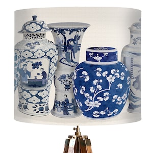 Handmade Chinoiserie Lamp Shade, Blue and White Oriental Decor - Etsy