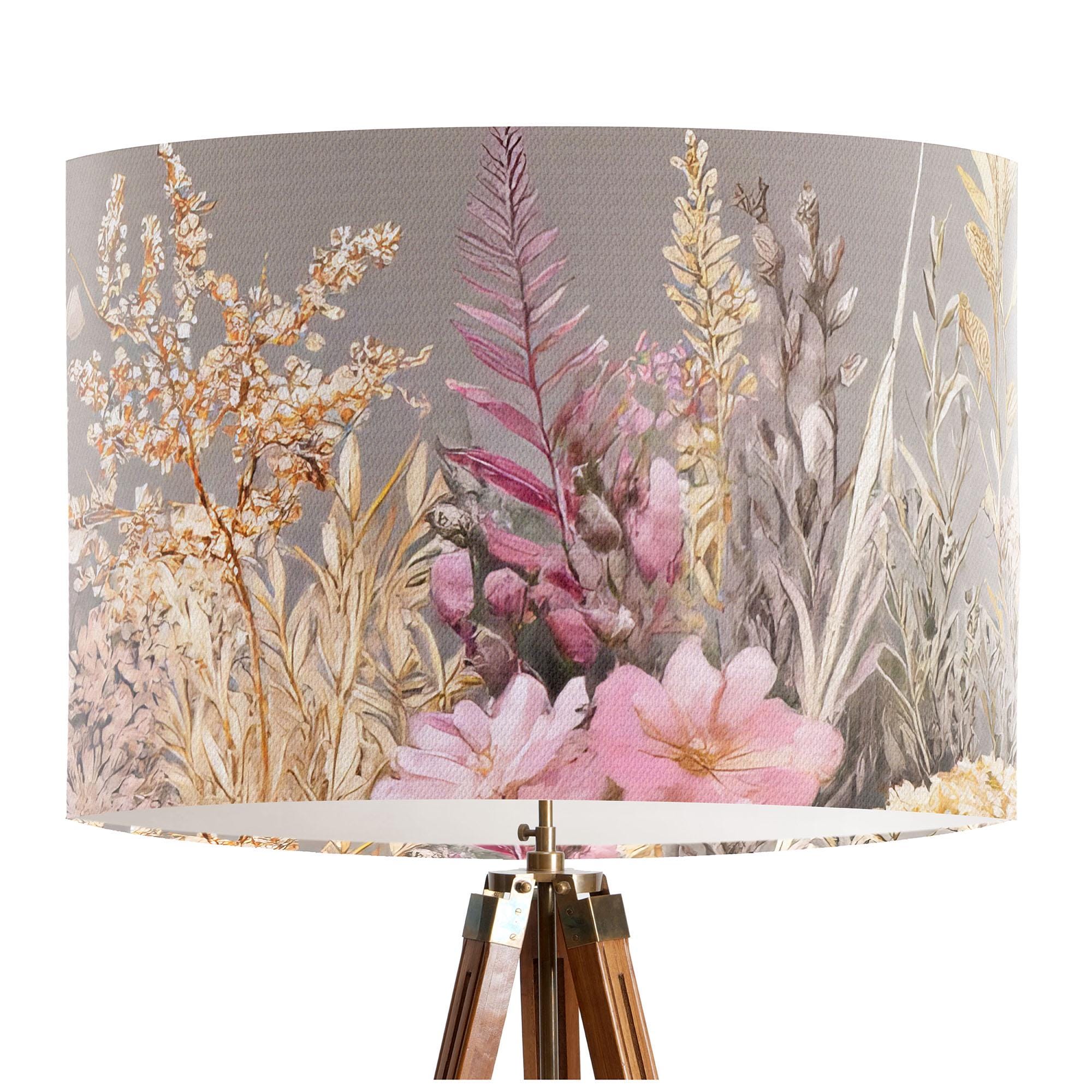Romantic Pink and Neutral Tones Heather and Florals Lampshade, Soft ...