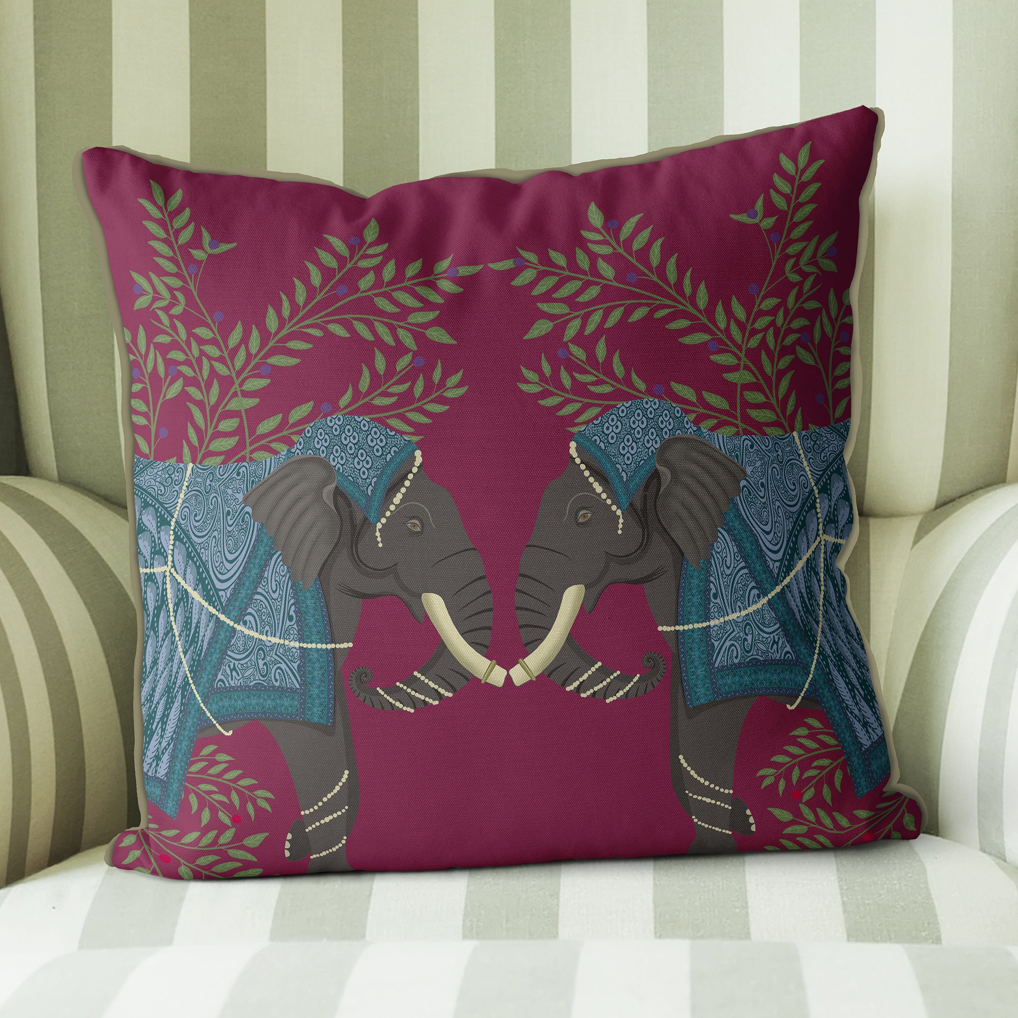 Elephant Pillow Cover deep pink tropical pillow designer | Etsy