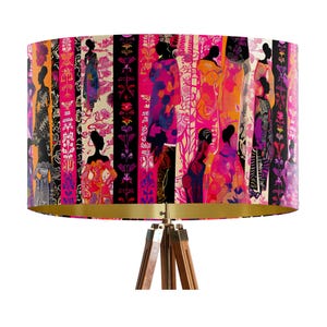 Hot Pink Abstract Fashion Lampshade, Colourful Funky Handmade Printed ...