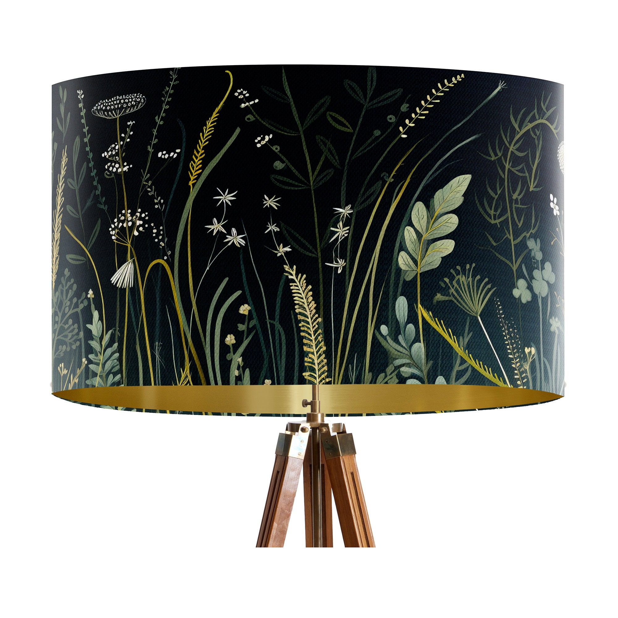 Modern Scandi Style Floral Grass Drum Lampshade, Printed Lamp Shade ...