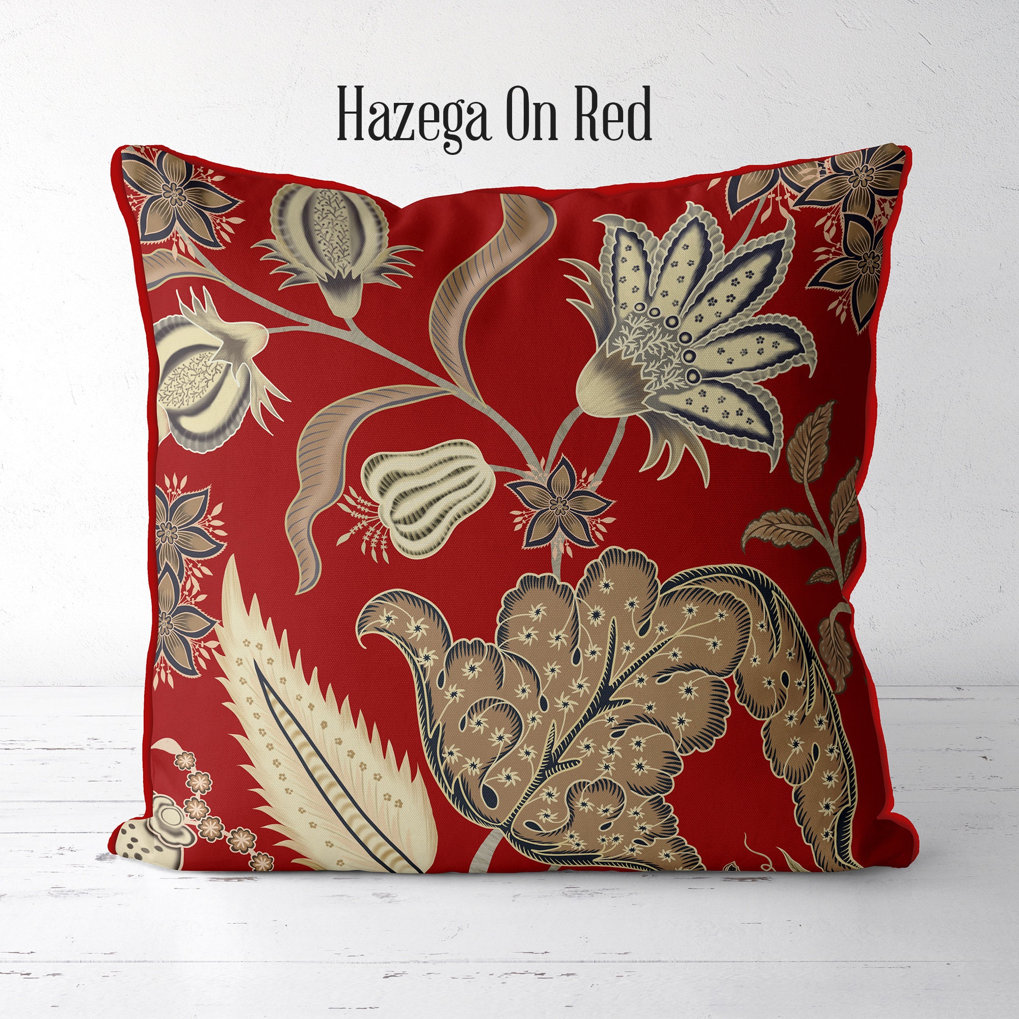 Designer Pillow cover Red and Gold pillow cover jacobean | Etsy