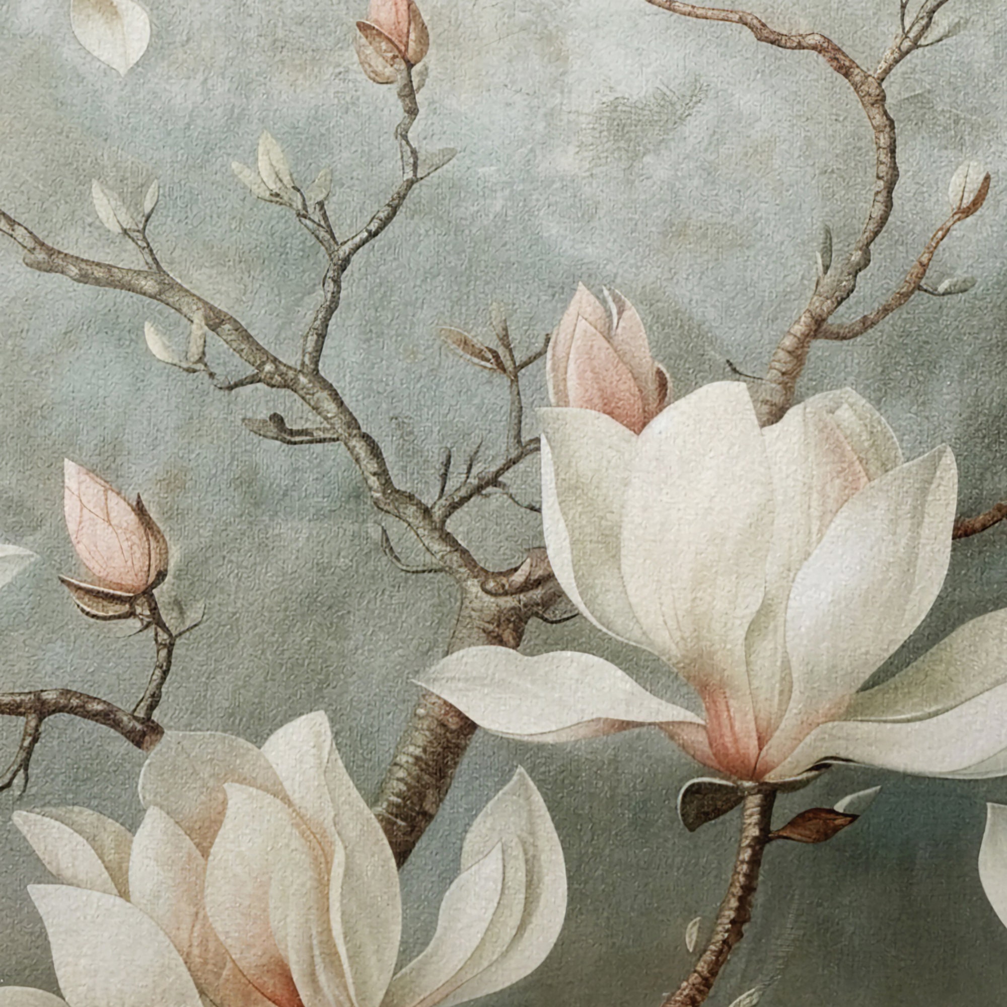 White Magnolia Flowers on Grey Print Velvet Pillow Cover, Country ...