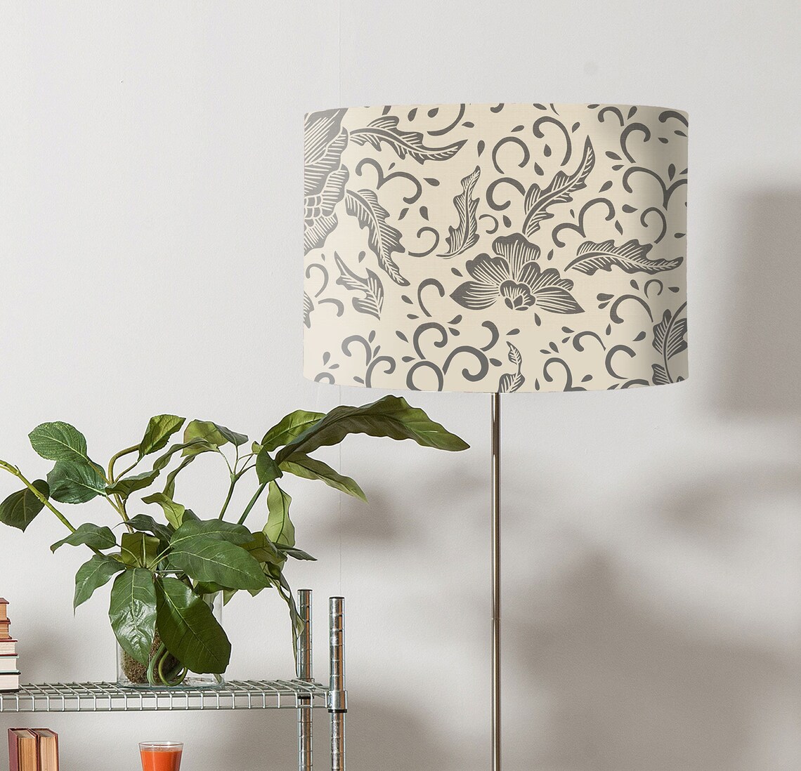 Chinoiserie Lampshade Slate Grey Asian Decor Chinese Decor | Etsy