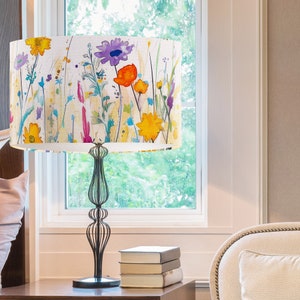 Colorful Floral Drum Lamp Shade, Pretty Printed Fabric Table Lampshade ...