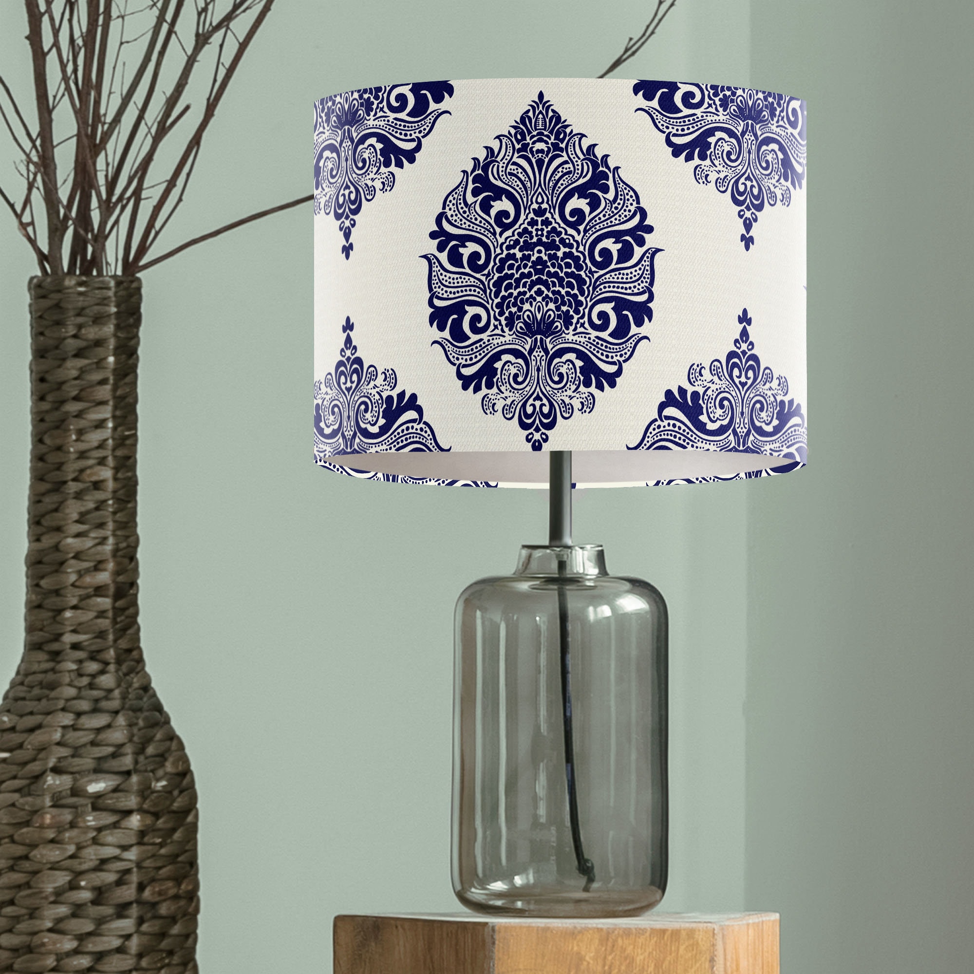 Blue and White Lamp Shade Pendant Design Lampshade Hamptons - Etsy