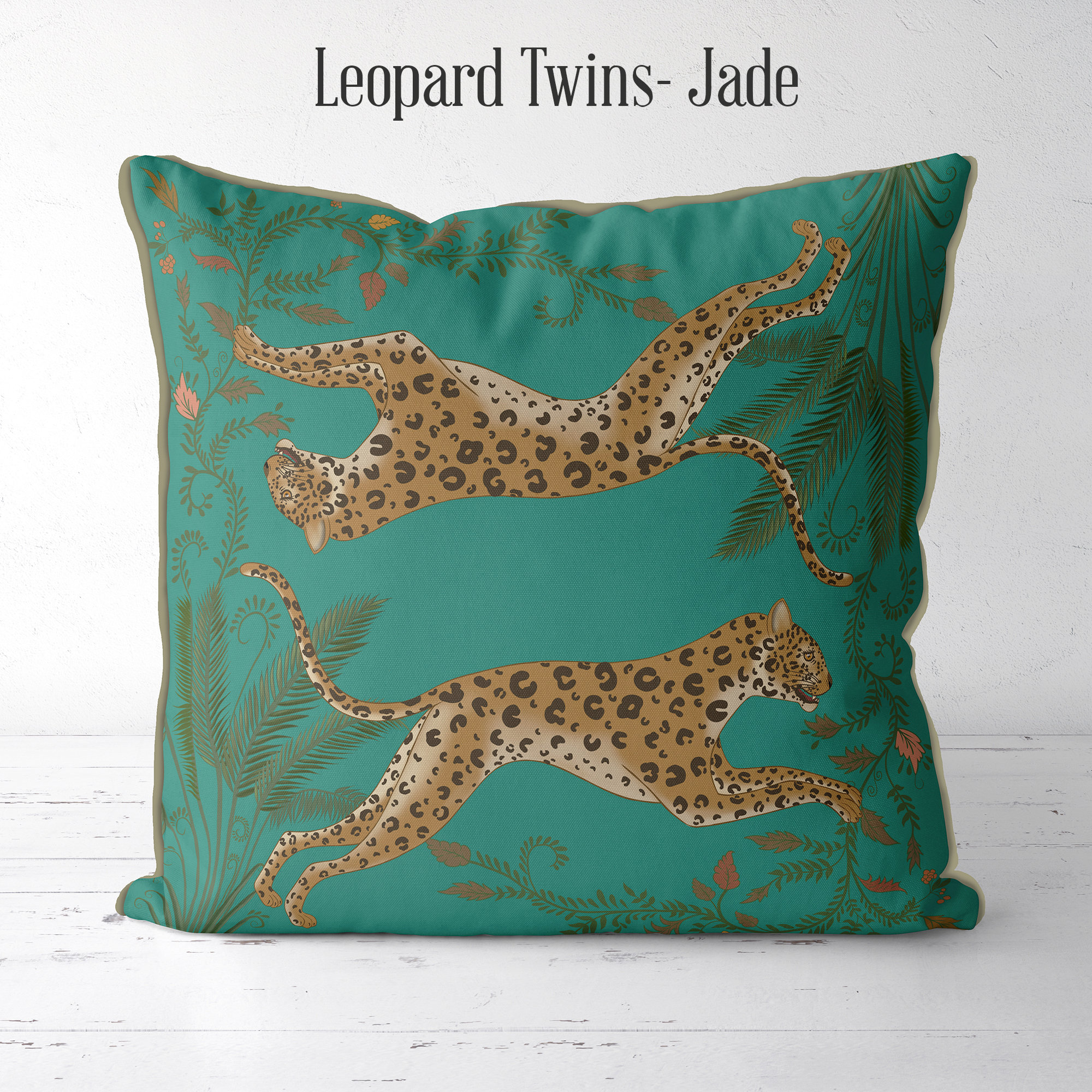 Leopard Throw Pillows Jade Green Leopard Pillow Cover Black | Etsy