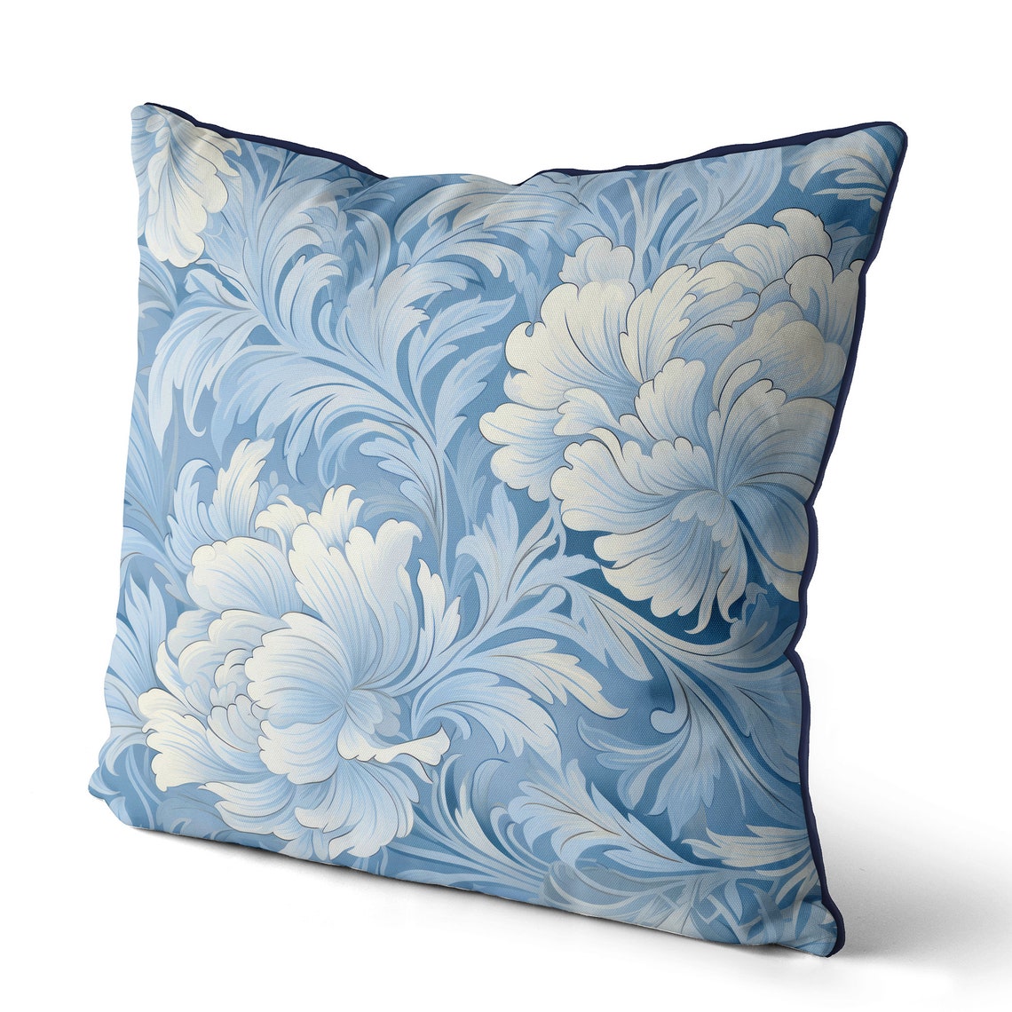 Pale Blue and White Pillow Cover, Floral Hamptons Style Cushions ...