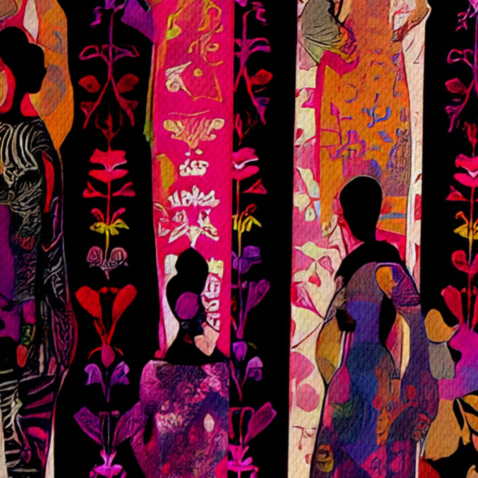 Hot Pink Abstract Fashion Lampshade, Colourful Funky Handmade Printed ...
