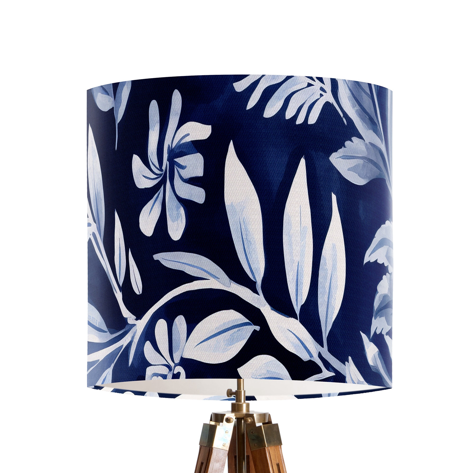 Modern Navy Blue and White Floral Lamp Shade, Boho Style Handmade ...