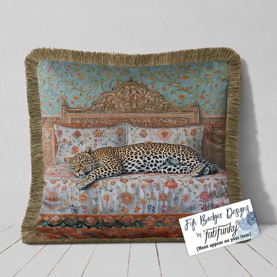 Glamorous Chic Leopard Luxury Velvet Fringed Pillow Cover, Gold Bedroom ...