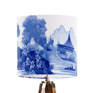 Oriental Lampshade, Blue and White Chinese Pagoda Printed Lampshade ...