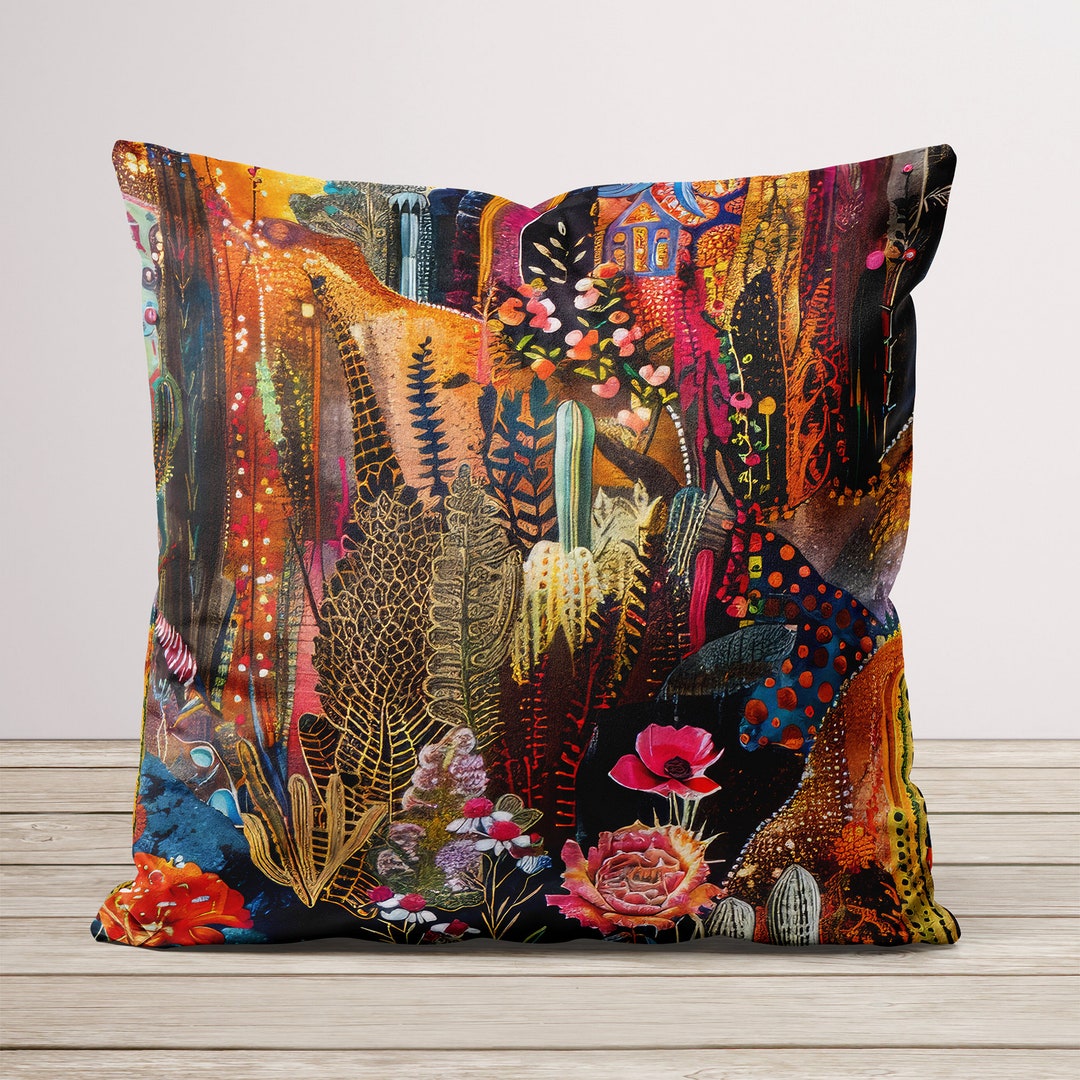 Bold and Colourful Luxury Velvet Modern Southwestern Throw Pillow Cover ...
