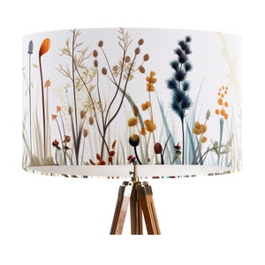 Scandinavian Style Earth Toned Drum Lamp Shade, Printed Fabric Scandic ...