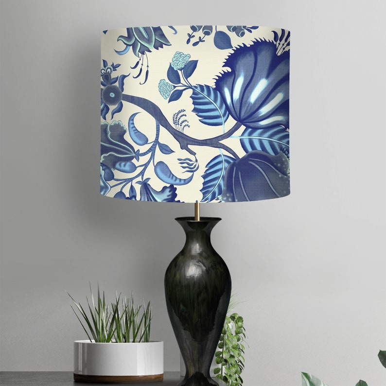 Blue and White Lamp Shade Modern Jacobean Lampshade Floral - Etsy