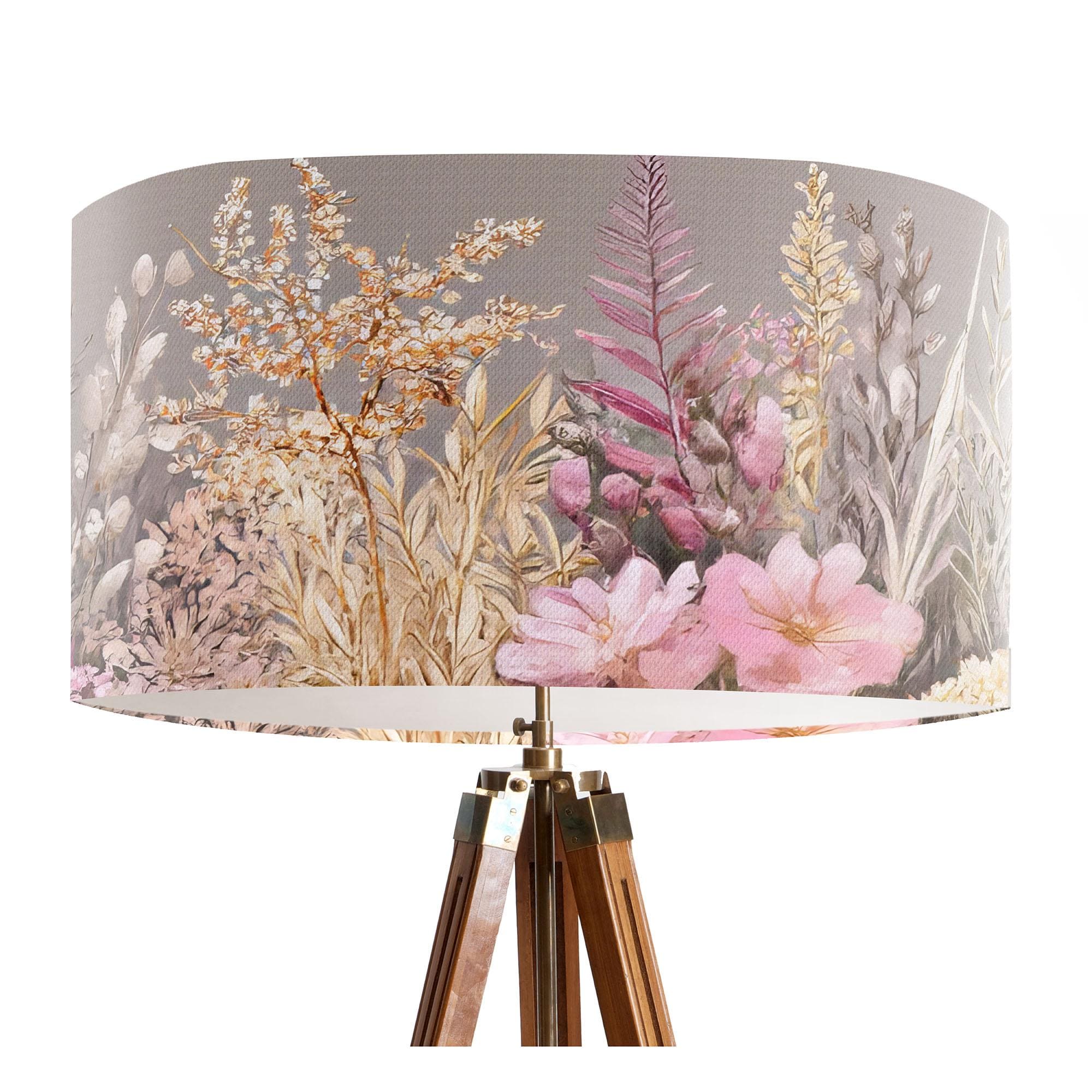 Romantic Pink and Neutral Tones Heather and Florals Lampshade, Soft ...