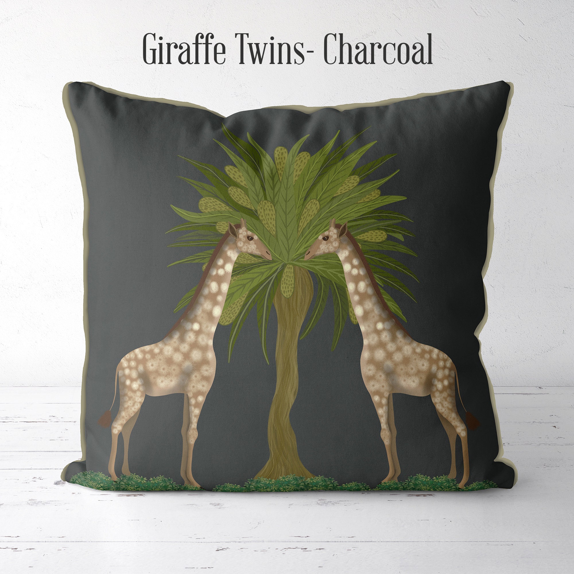 Giraffe Pillow Cover, Blue Tropical Designer Pillow Cover Sofa Accent ...