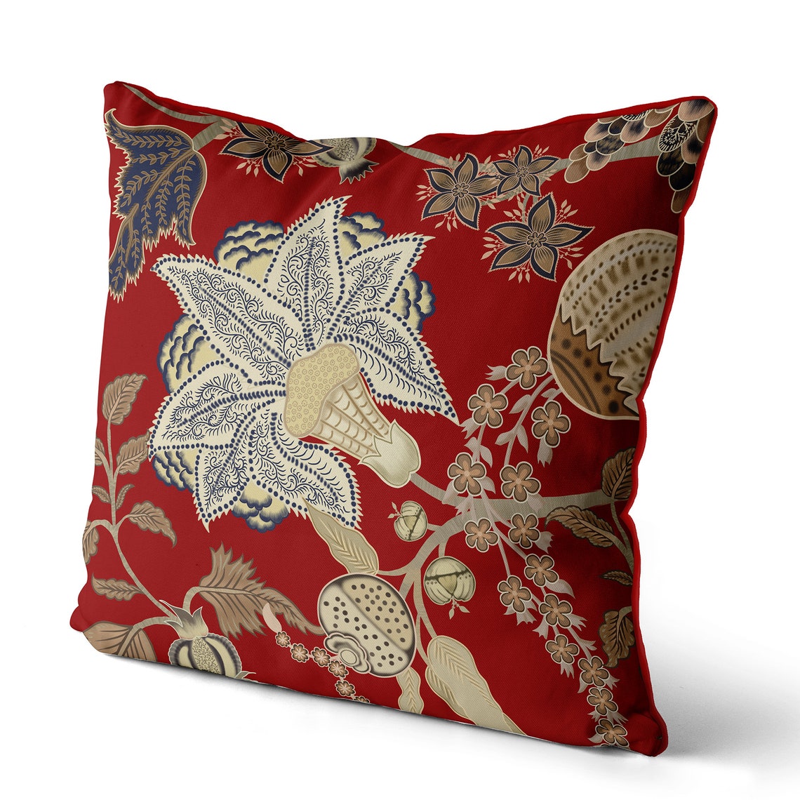 Designer Pillow cover Red and Gold pillow cover jacobean | Etsy