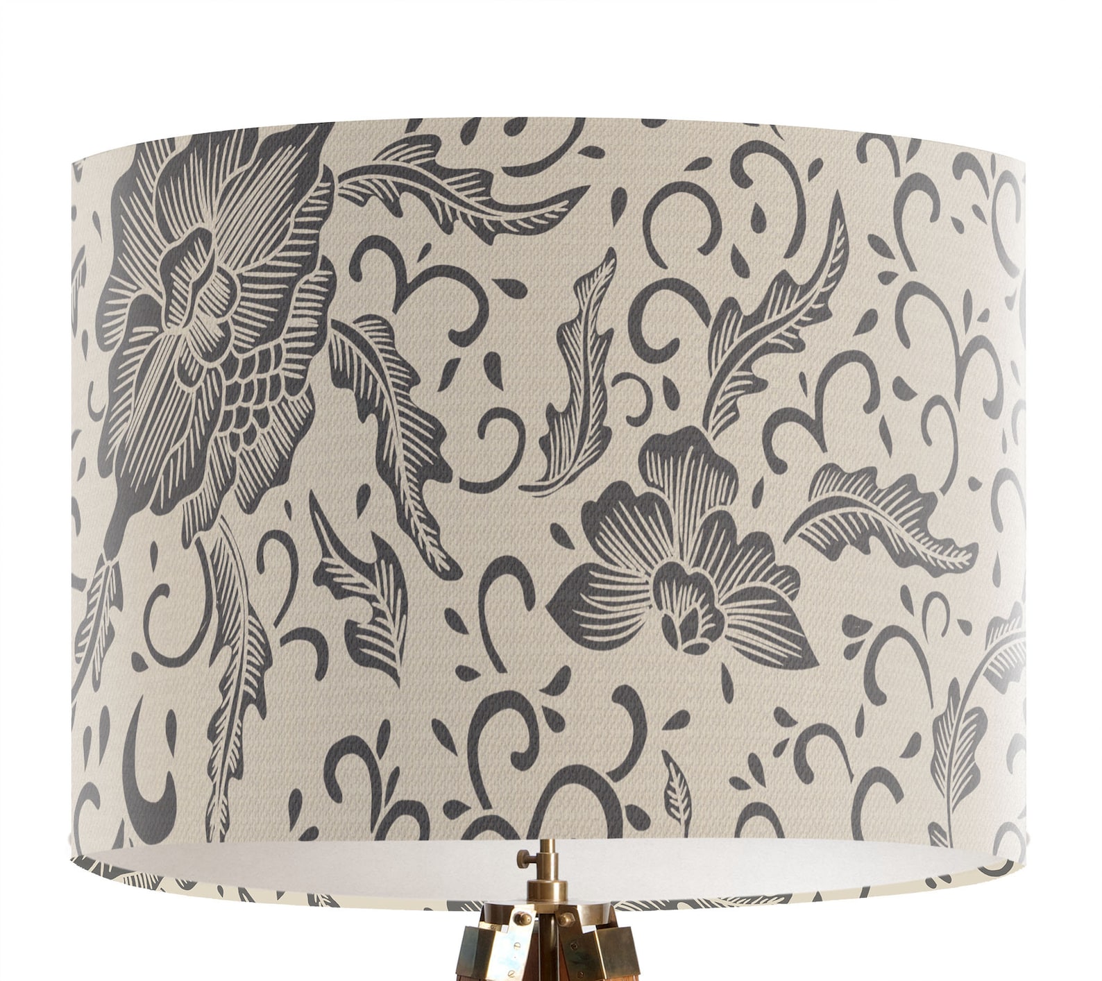 Chinoiserie Lampshade Slate Grey Asian Decor Chinese Decor | Etsy