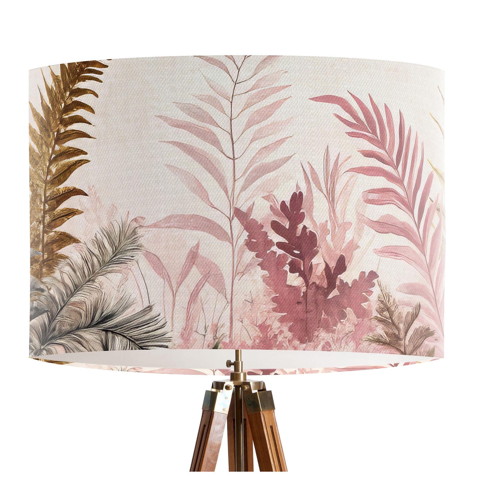 Romantic Pink and Neutral Tones Fern Lampshade, Soft Earthy Design ...