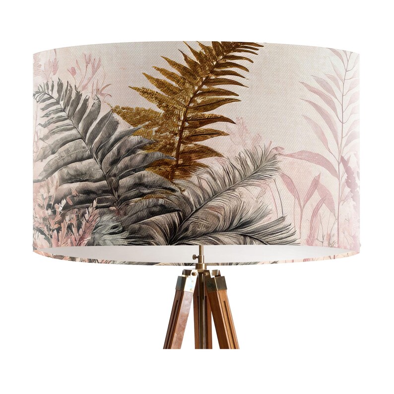 Romantic Pink and Neutral Tones Fern Lampshade, Soft Earthy Design ...