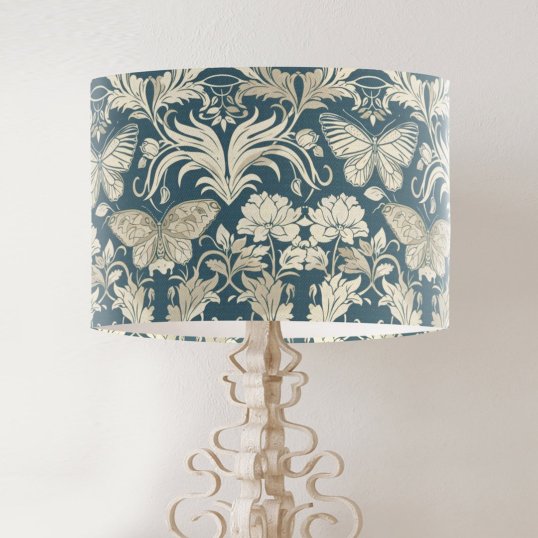 William Morris Style Lampshade, Butterfly Print, Handmade Drum Shade - Etsy