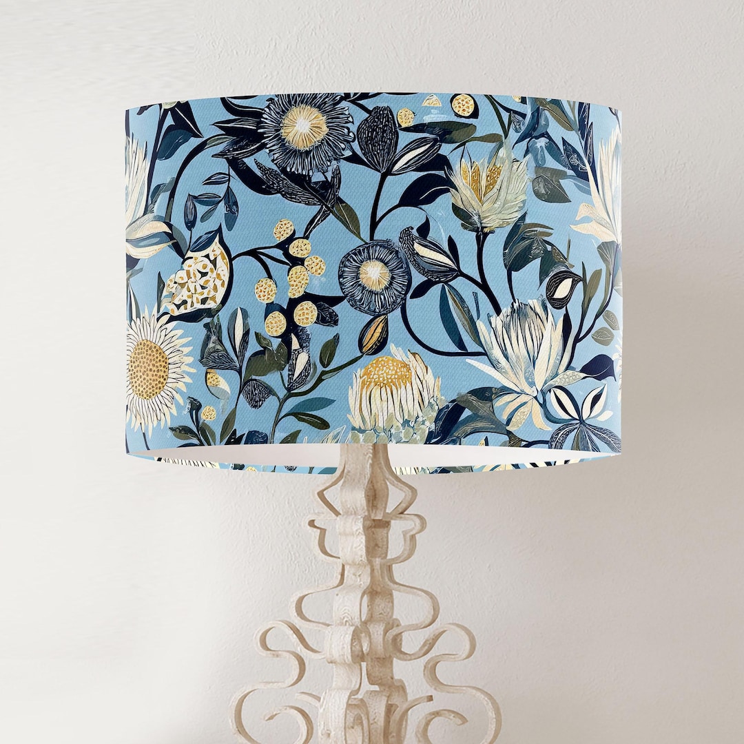 Modern Blue Floral Lampshade, Bold Contemporary Fresh Floral Design ...