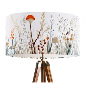 Scandinavian Style Earth Toned Drum Lamp Shade, Printed Fabric Scandic ...
