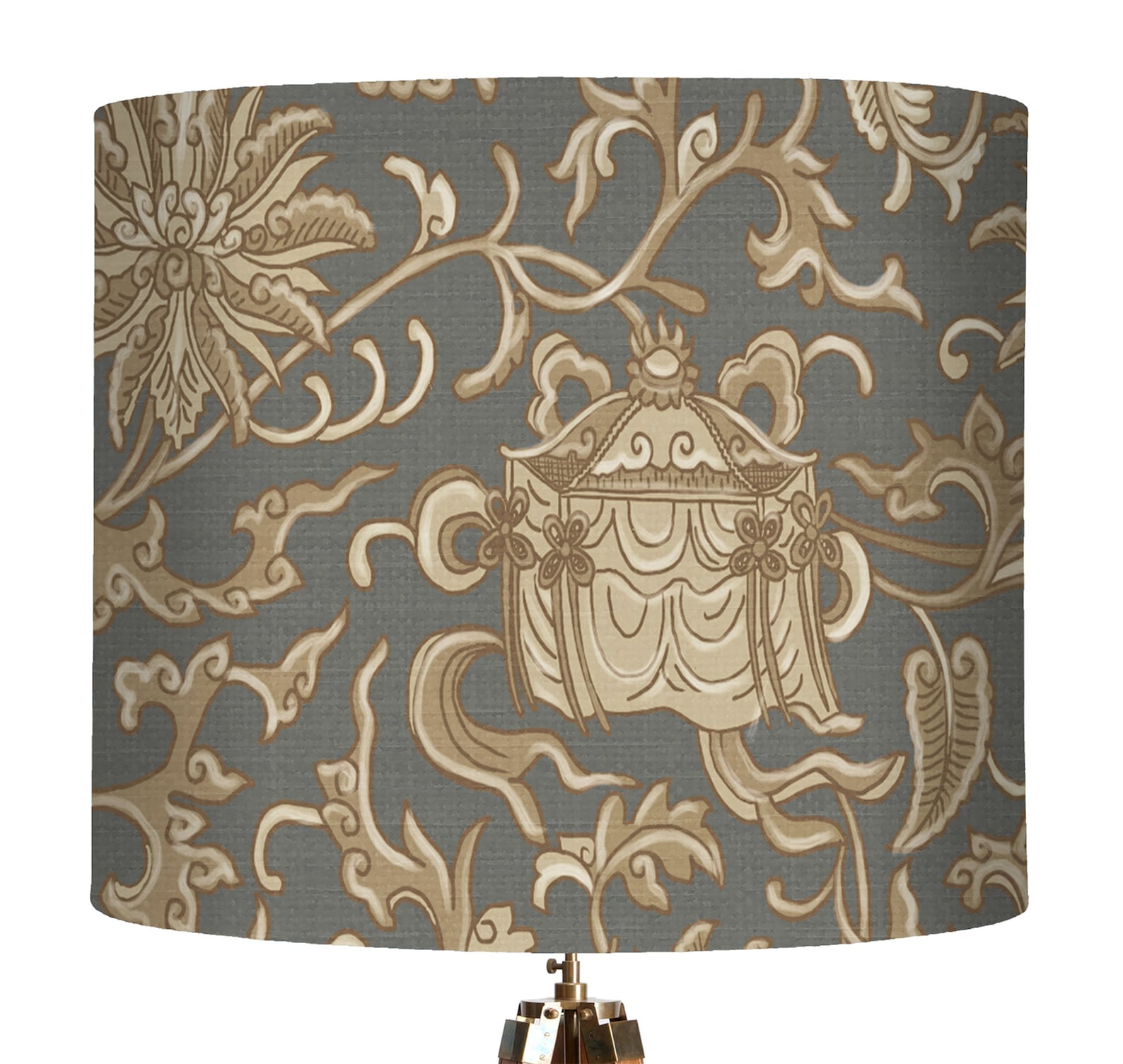 Chinoiserie Lampshade Slate Grey Asian Decor Chinese Decor - Etsy