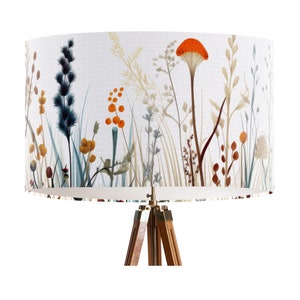 Scandinavian Style Earth Toned Drum Lamp Shade, Printed Fabric Scandic ...