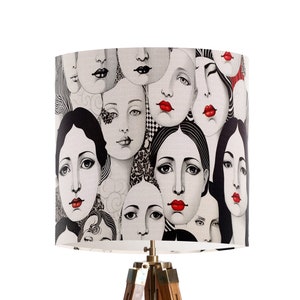 Bold Statement Designer Lighting Monochrome Womens Face Lampshade, Red ...
