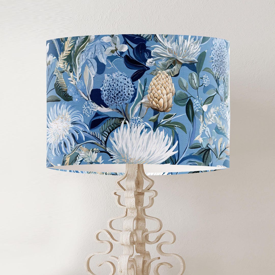 Modern Blue Floral Lampshade, Bold Contemporary Fresh Floral Design ...