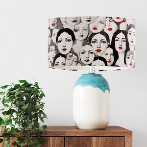 Bold Statement Designer Lighting Monochrome Womens Face Lampshade, Red ...