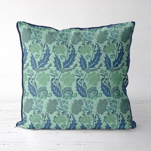 Modern English Country House Pillow Cover, Mint Green Floral Throw ...