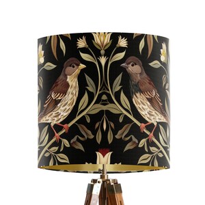 William Morris Style Lampshade, Thrush Birds on Floral Pattern ...
