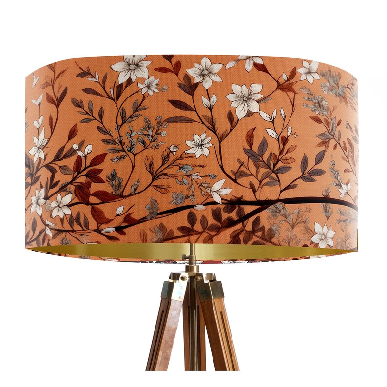 Rust Floral Lamp Shade, Autumn Toned Burnt Orange Terracotta Earth ...