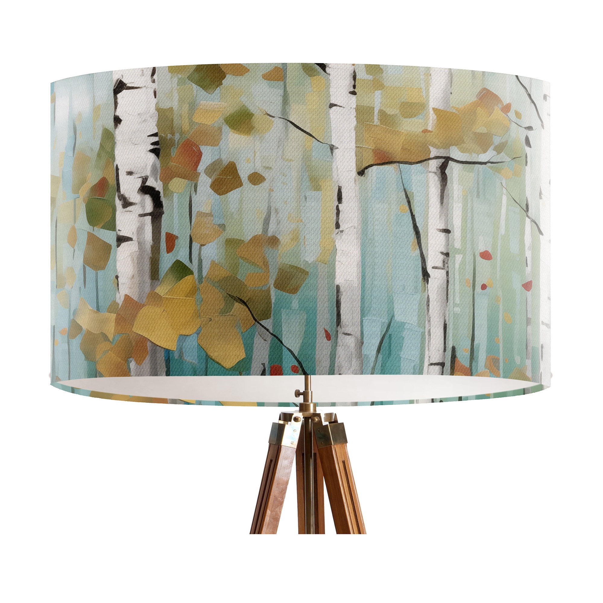 Birch Trees Woodland Drum Lampshade, Nordic Forest, Scandic Cabin Decor ...