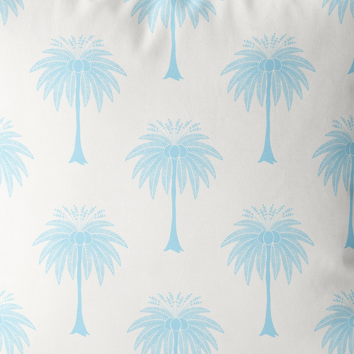 Blue Palm Tree Pillow Cover, Coastal Decor, Handmade in England - Etsy