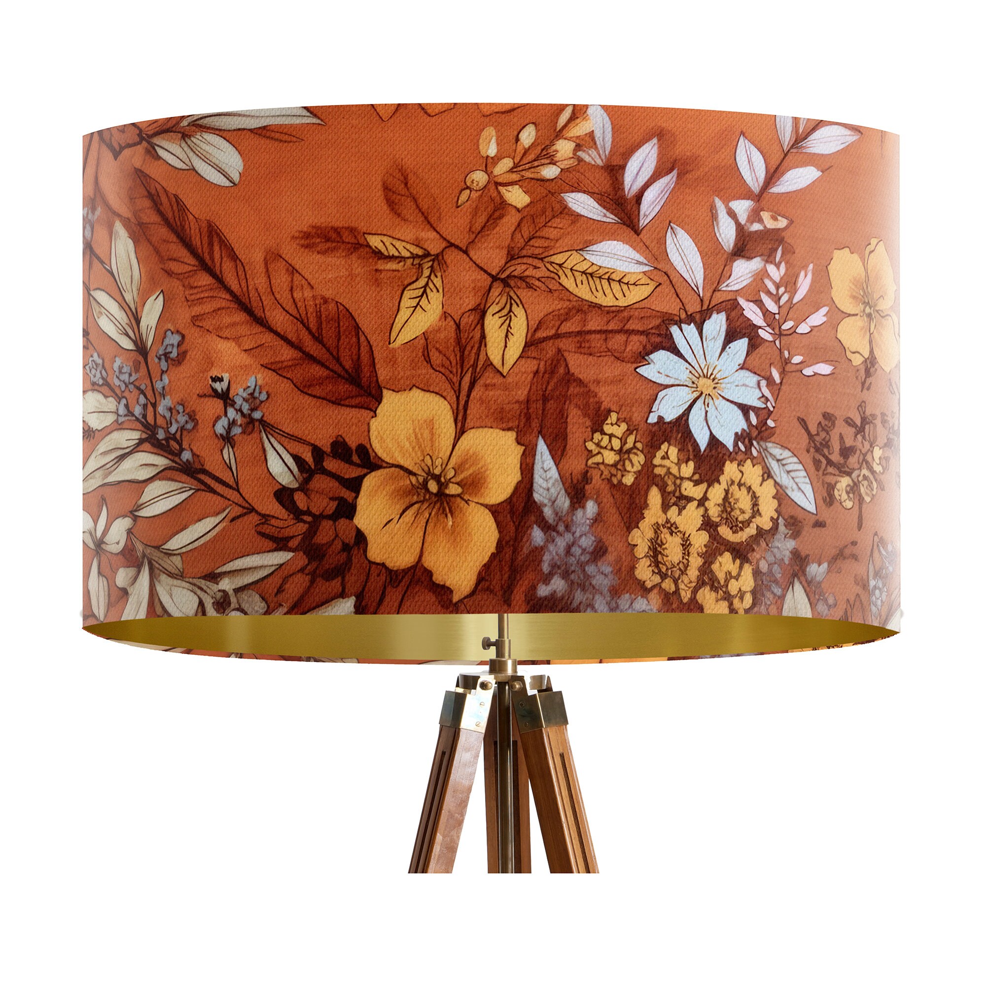 Rust Floral Lamp Shade, Autumn Toned Burnt Orange Terracotta Earth ...