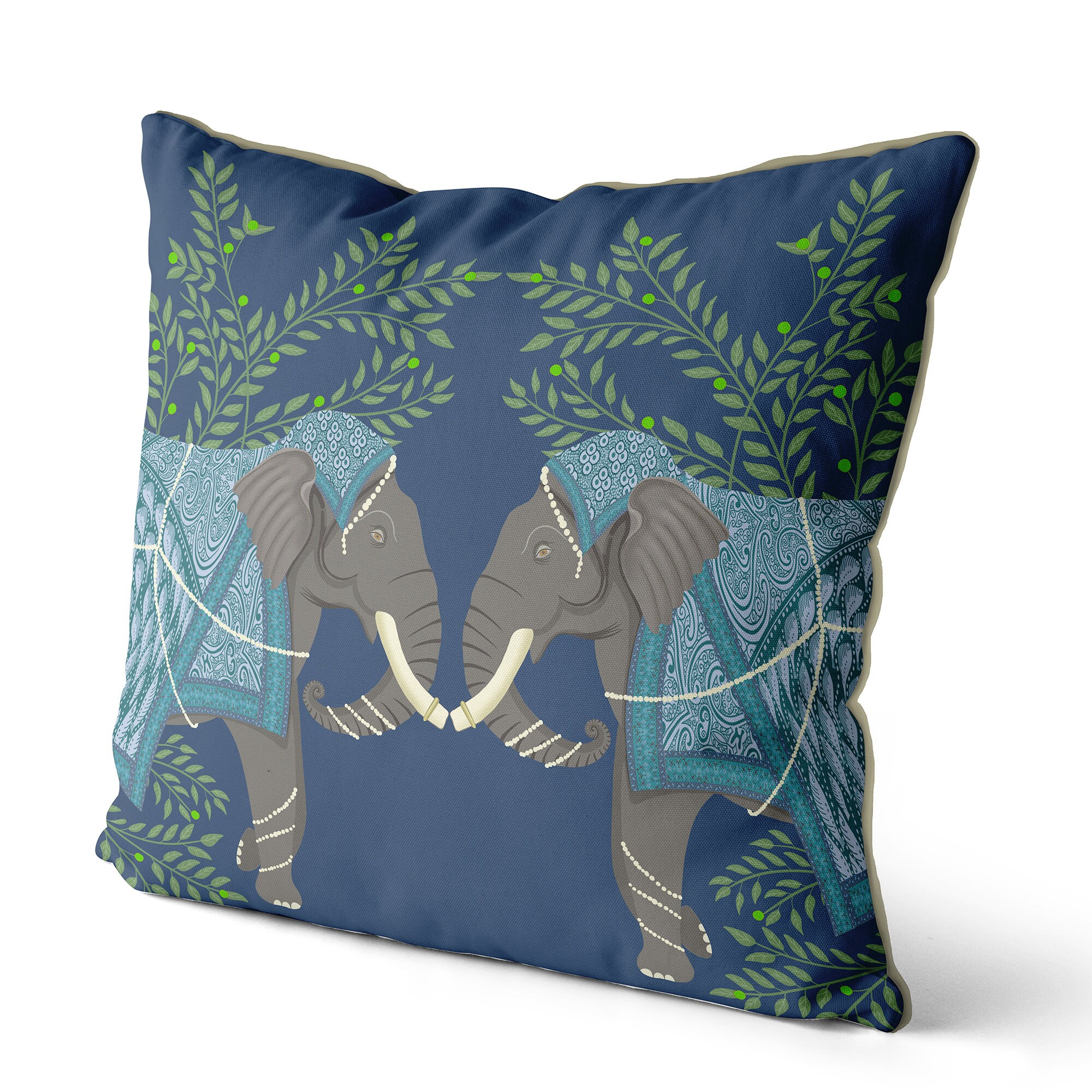 Elephant Pillow Cover blue tropical pillow designer pillow | Etsy