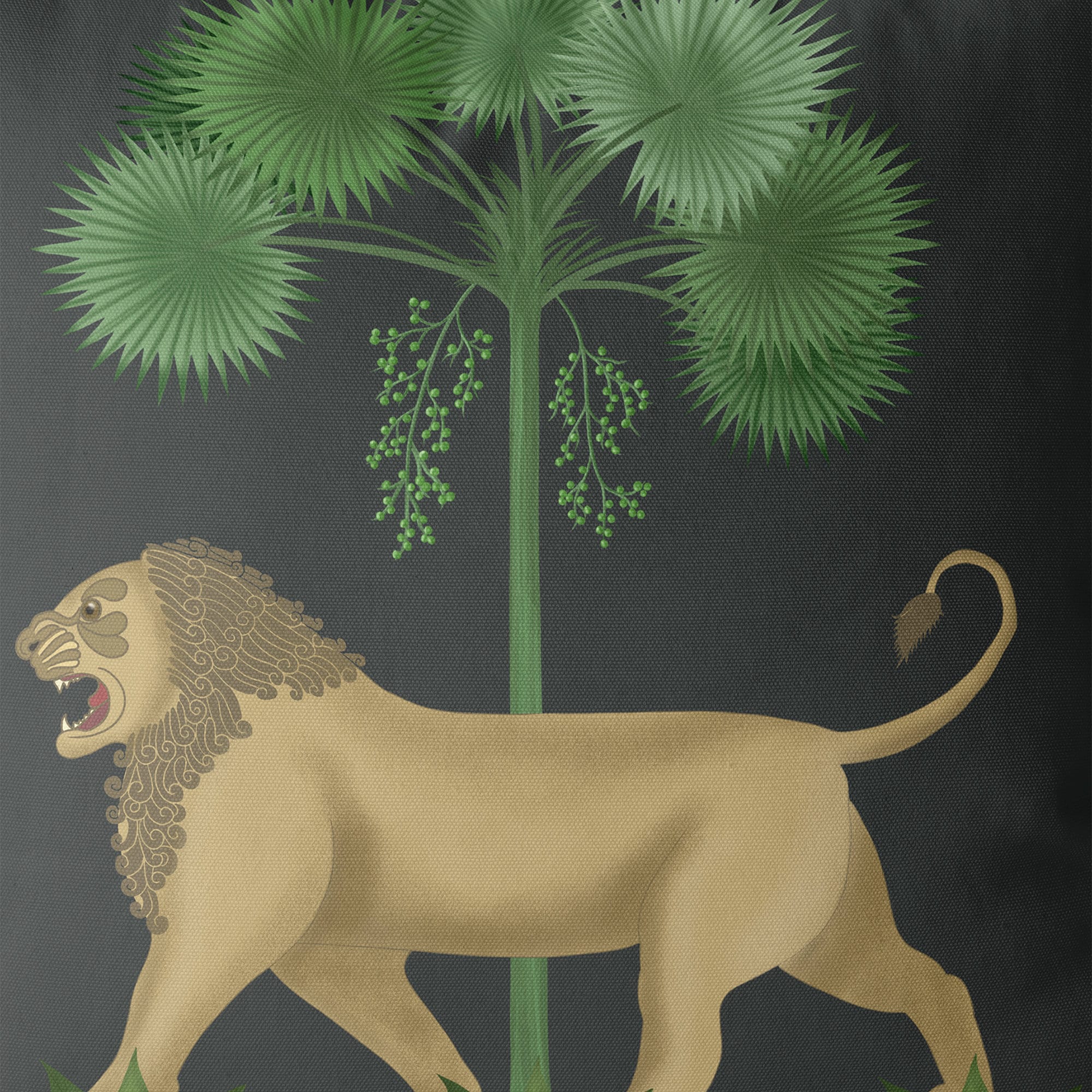 Lion Cushion Cover, Lion Throw Pillow Cover, Black Tropical Designer ...