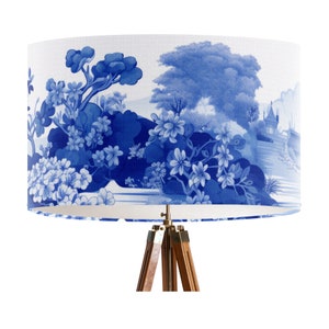 Oriental Lampshade, Blue and White Chinese Pagoda Printed Lampshade ...