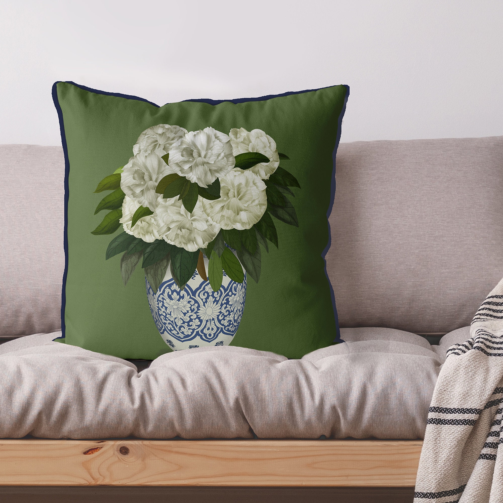 Chinoiserie Pillow Covers Green Oriental Pillow Chinese Cushion Cover ...