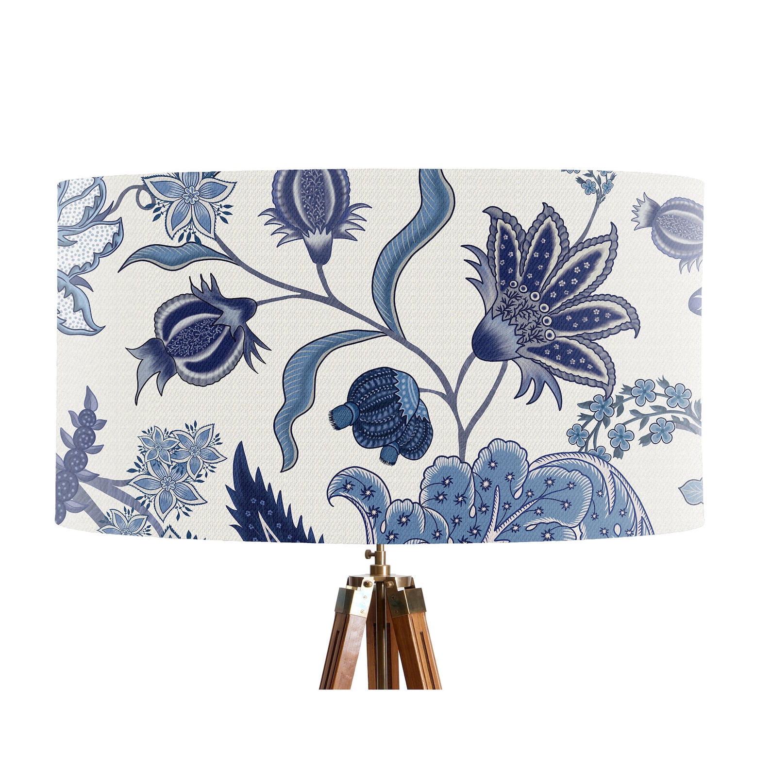Blue Floral Jacobean Lampshade, Hampton Style Coastal Decor - Etsy