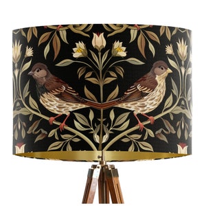 William Morris Style Lampshade, Thrush Birds on Floral Pattern ...