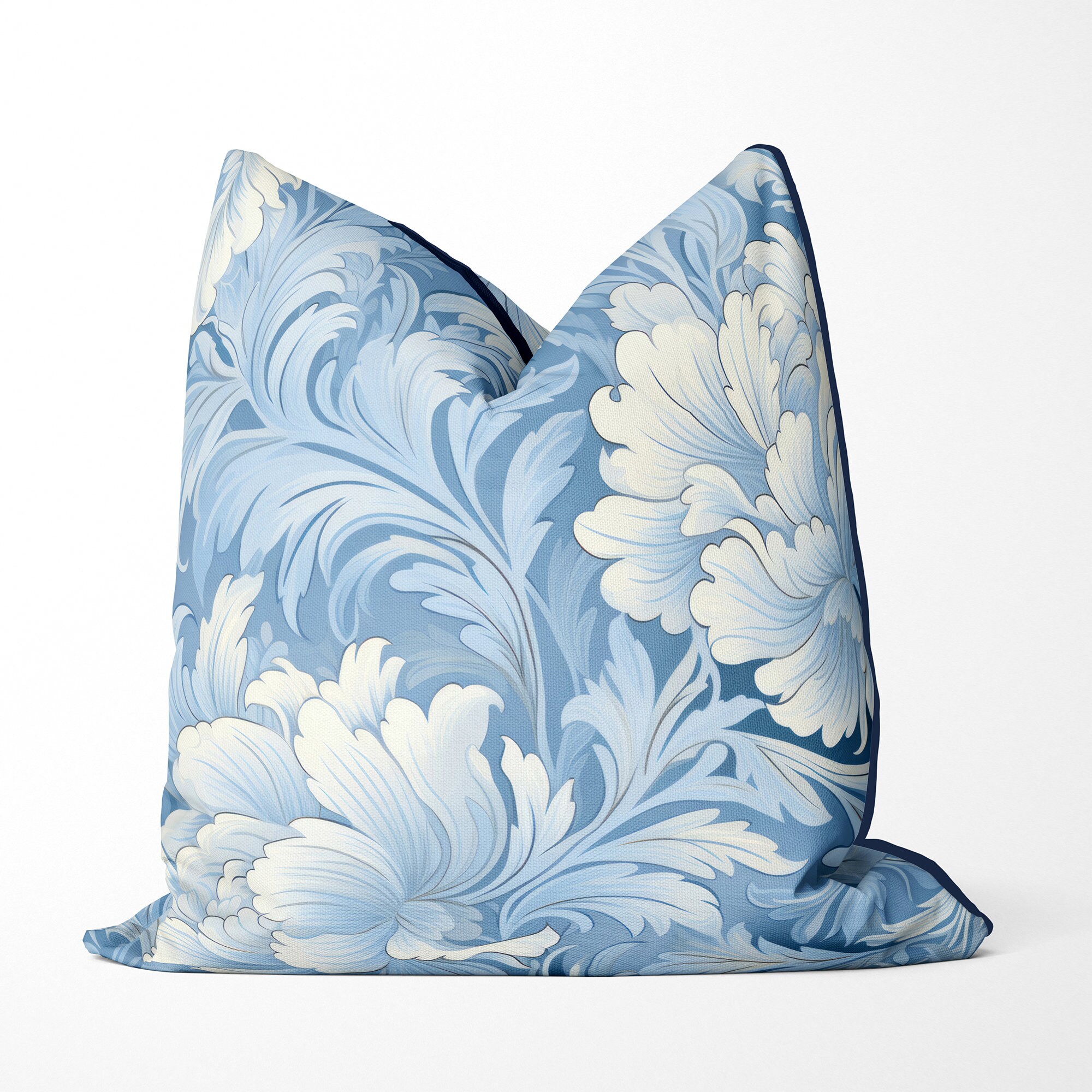 Pale Blue and White Pillow Cover, Floral Hamptons Style Cushions ...