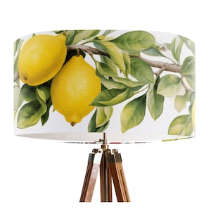 William Morris Style LEMON TREE Drum Lampshade, Printed Fabric Table ...