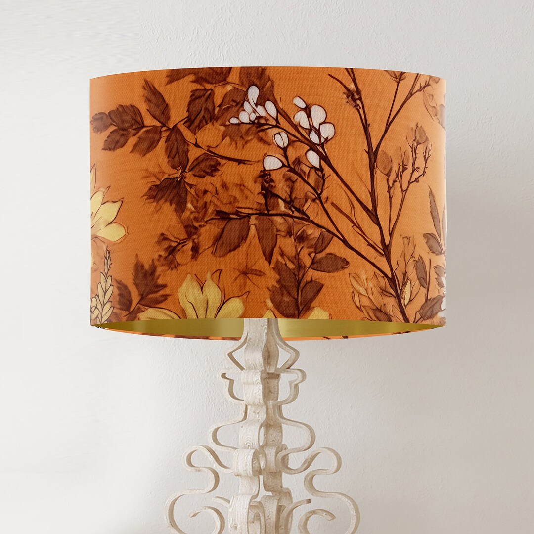 Rust Floral Lamp Shade, Autumn Toned Burnt Orange Terracotta Earth ...